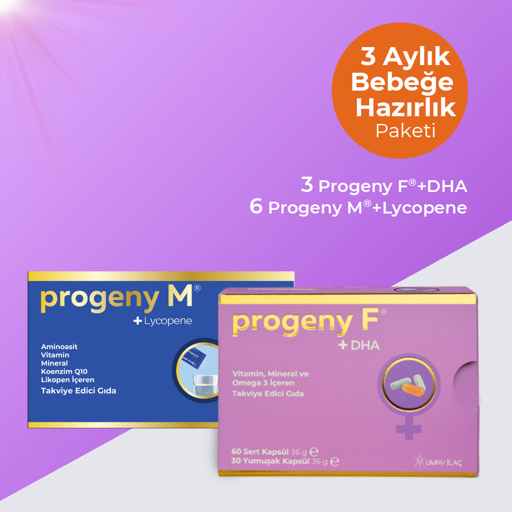 Bebeğe Hazırlık Paketi (3 Aylık)- 6 Kutu Progeny M®+Lycopene & 3 Kutu ...